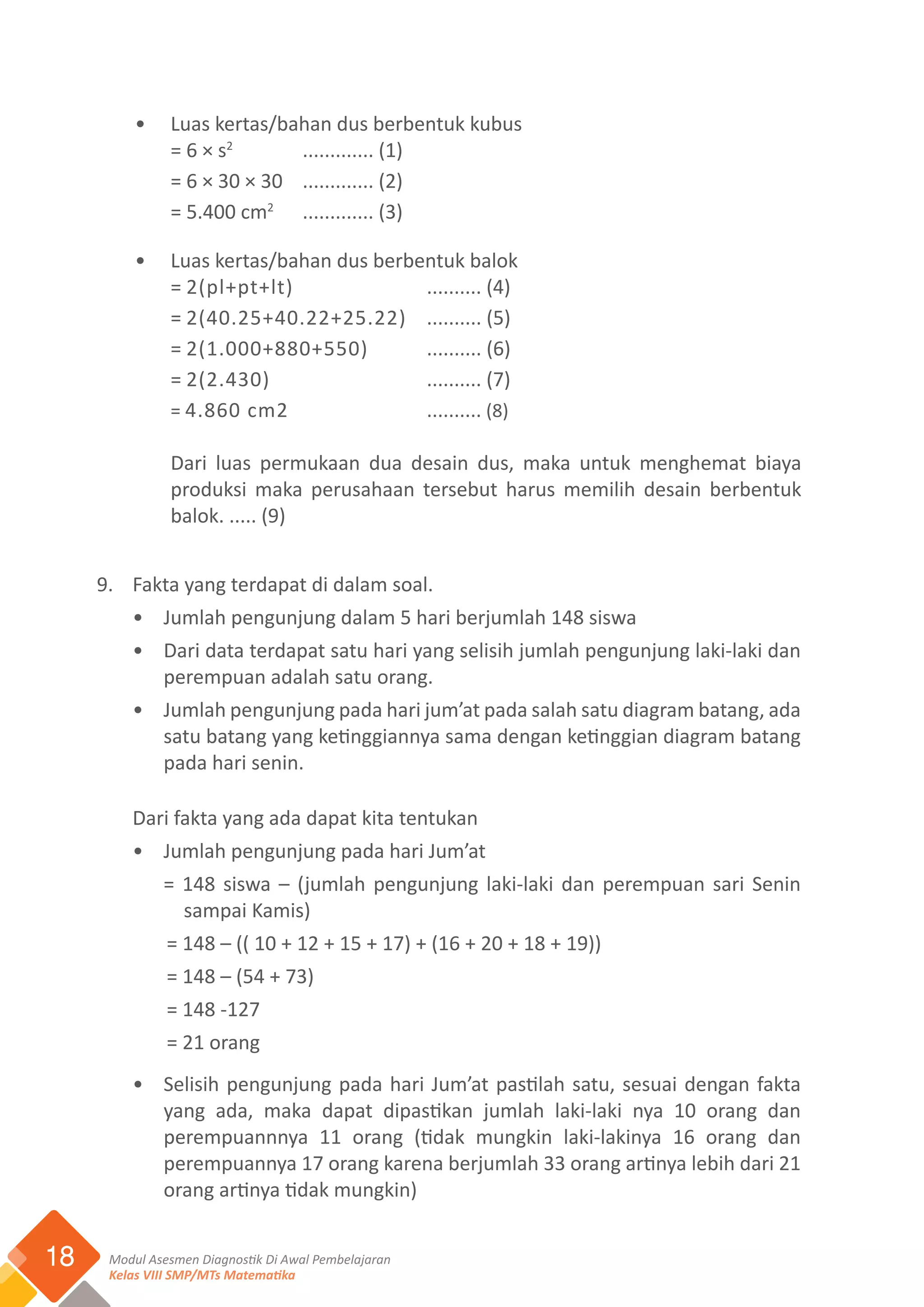 Modul Asesmen Awal Matematika SMP/MTs Kelas VIII | PDF