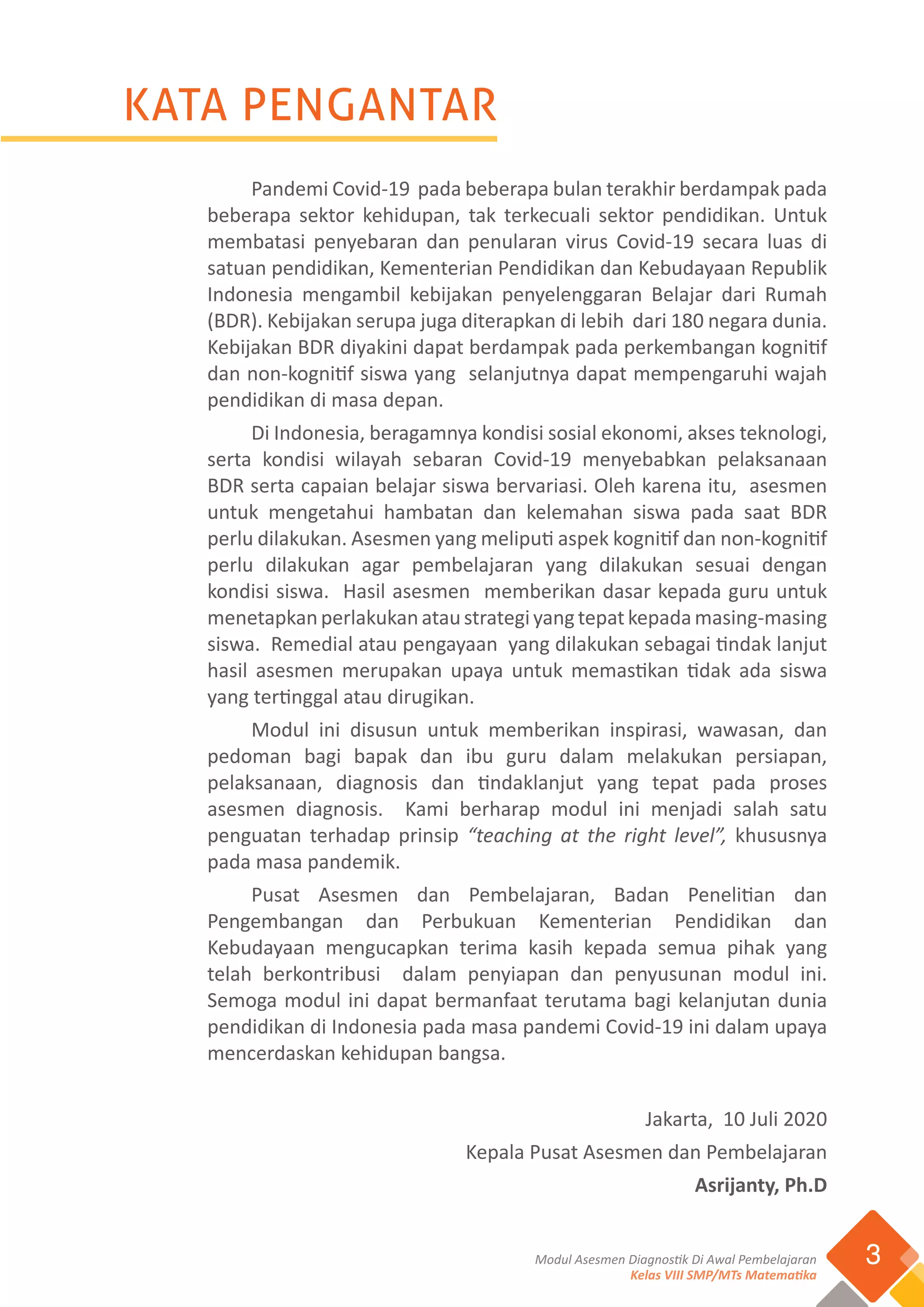 Modul Asesmen Awal Matematika SMP/MTs Kelas VIII | PDF