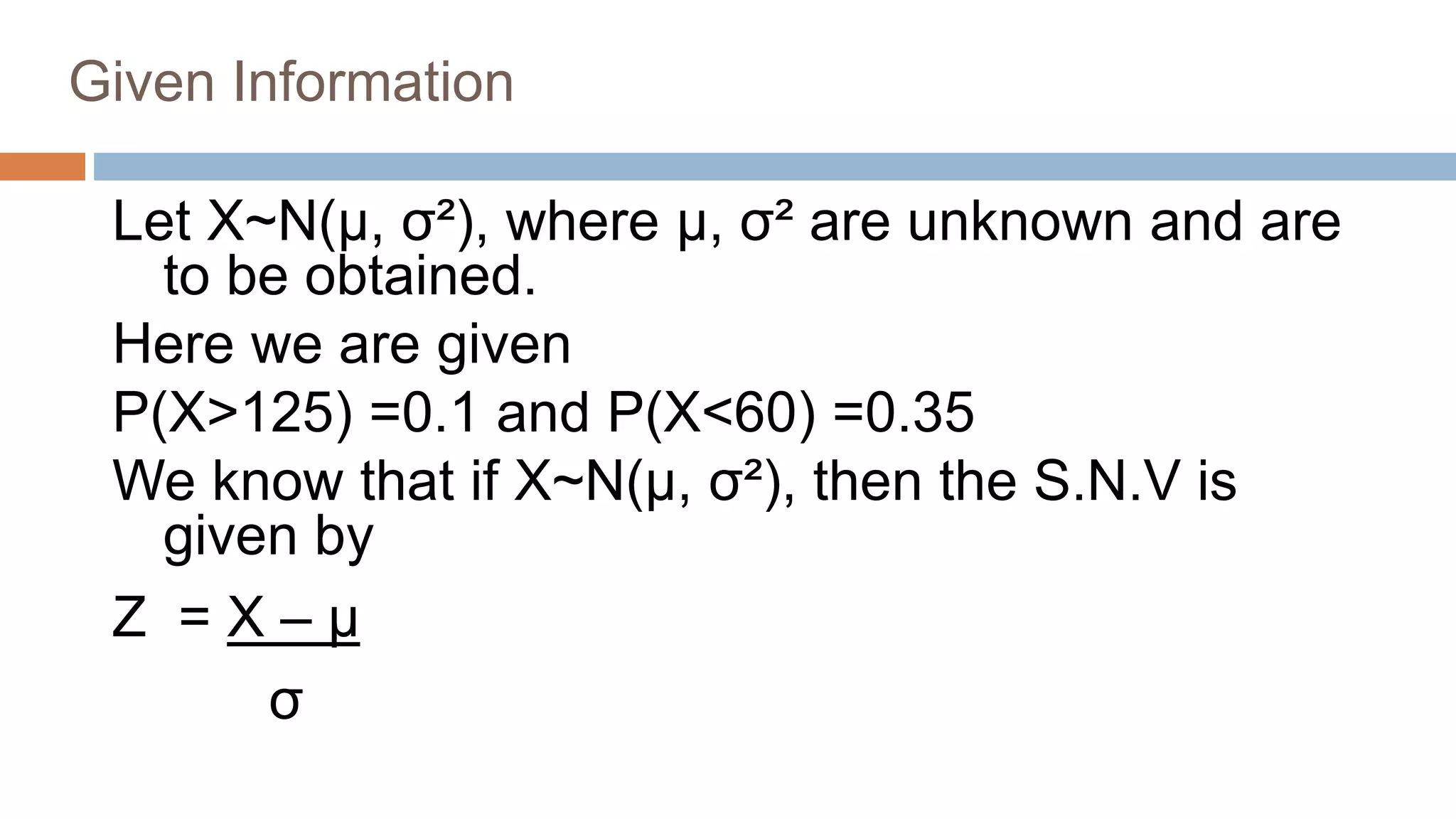 Normal Distribution - Find the Value of Mue and Standard Deviation | PPTX