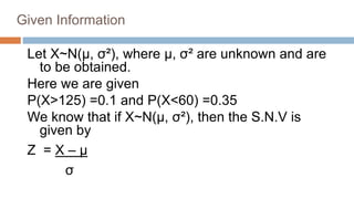 Normal Distribution - Find the Value of Mue and Standard Deviation | PPTX