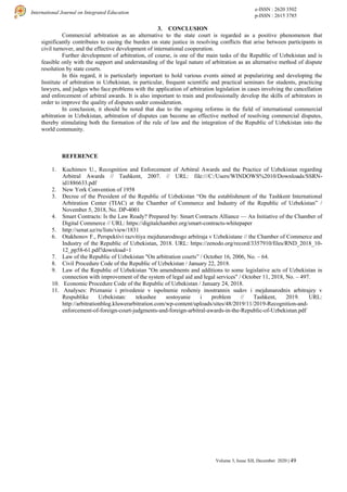 International commercial arbitration in Uzbekistan: current state and development prospects | PDF