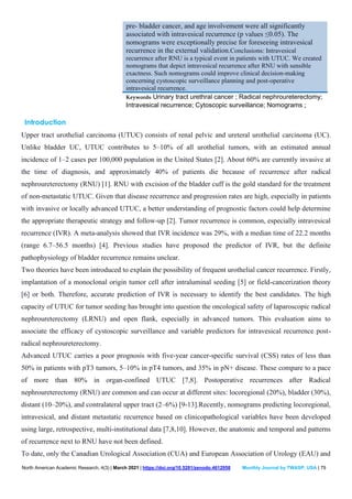 Post radical nephroureterectomy cystoscopic surveillance and usage of a nomogram as a predictor ...