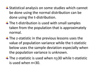 7. the t distribution | PPTX