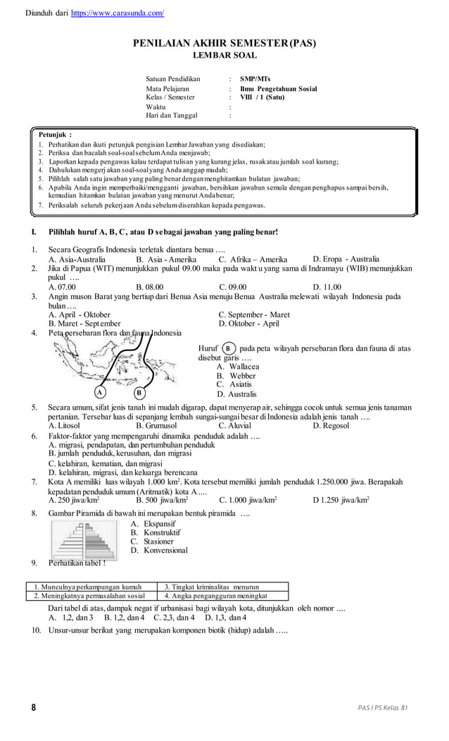 7. soal pas 1 ips kls 8 | PDF