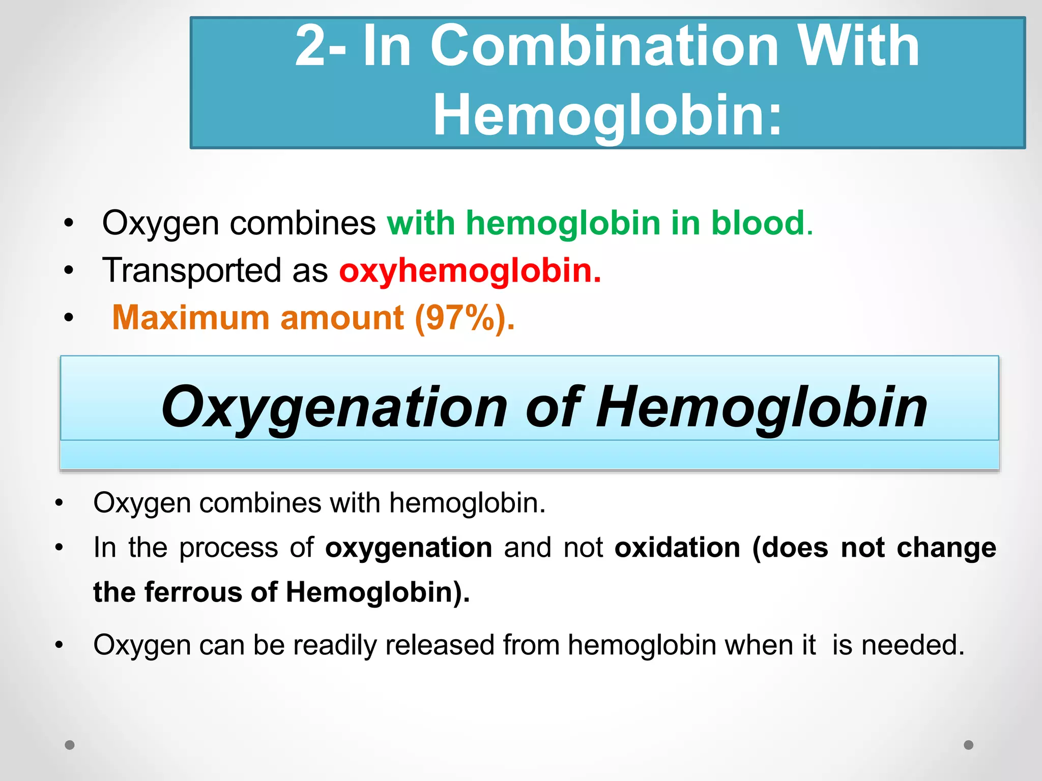 Transport of oxygen and carbon dioxide in blood | PPTX