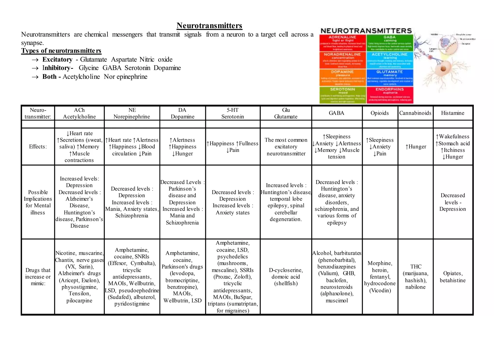 Neurotransmitters in mental health | DOCX