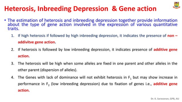 7. gpb 621 estimation of heterosis & inbreeding depression | PDF