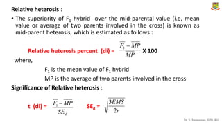 7. gpb 621 estimation of heterosis & inbreeding depression | PDF