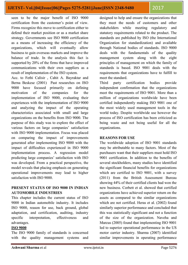7. iso implementation & survey for automobile industry | PDF
