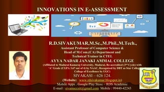 Innovations in E-Assessment - R.D.Sivakumar | PPT