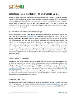 Salesforce implementation the complete guide