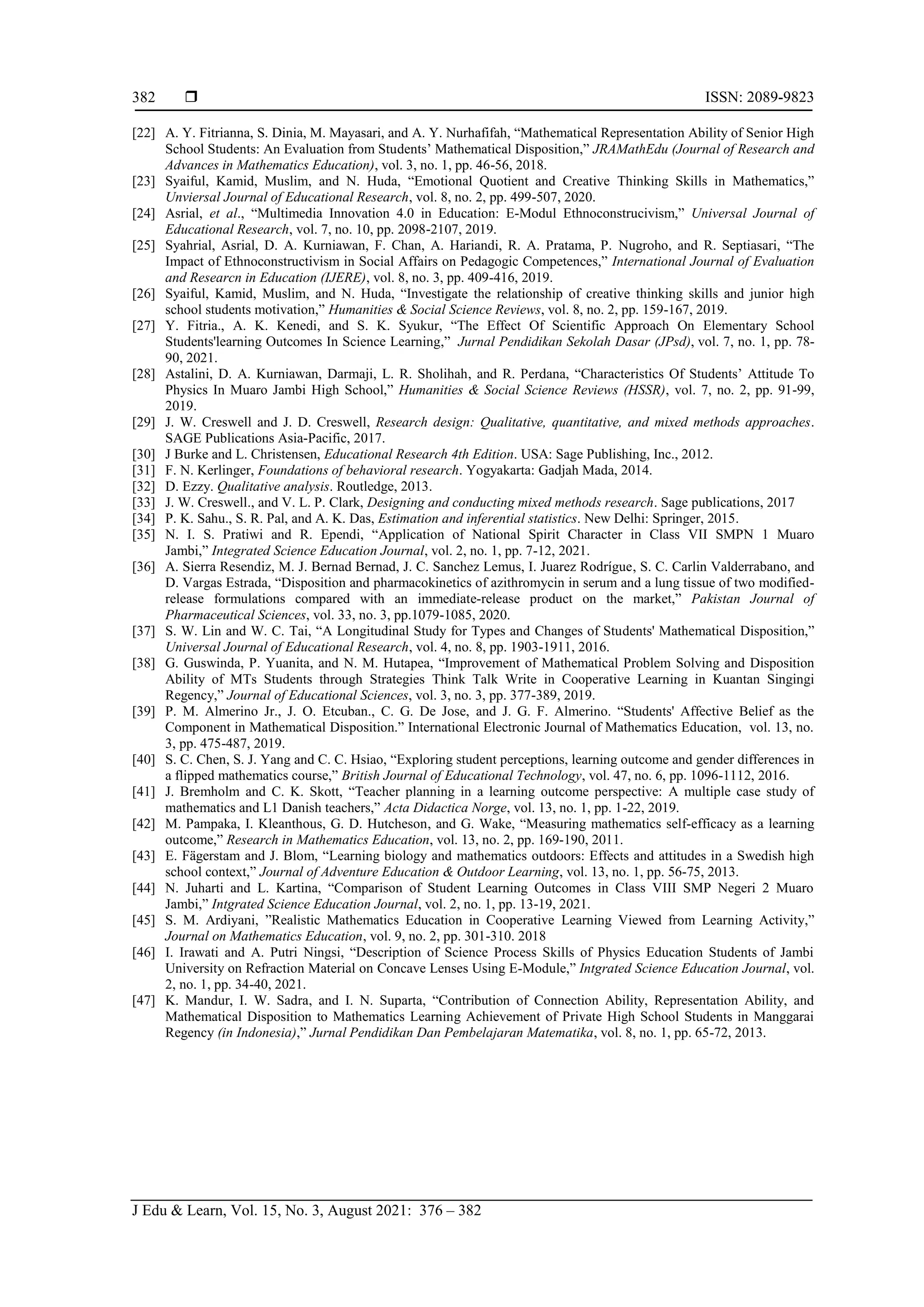 The relationship between students’ mathematical disposition and their ...