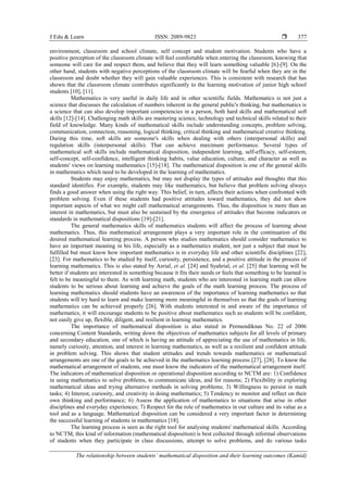 The relationship between students’ mathematical disposition and their ...