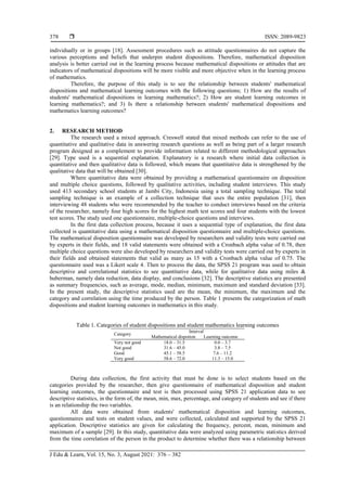 The relationship between students’ mathematical disposition and their ...