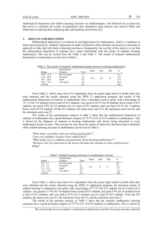 The relationship between students’ mathematical disposition and their ...