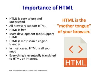 Introduction To HTML | PPTX