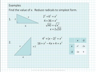 7.2 Pythagorean Triples and Simplifying Radicals | PDF