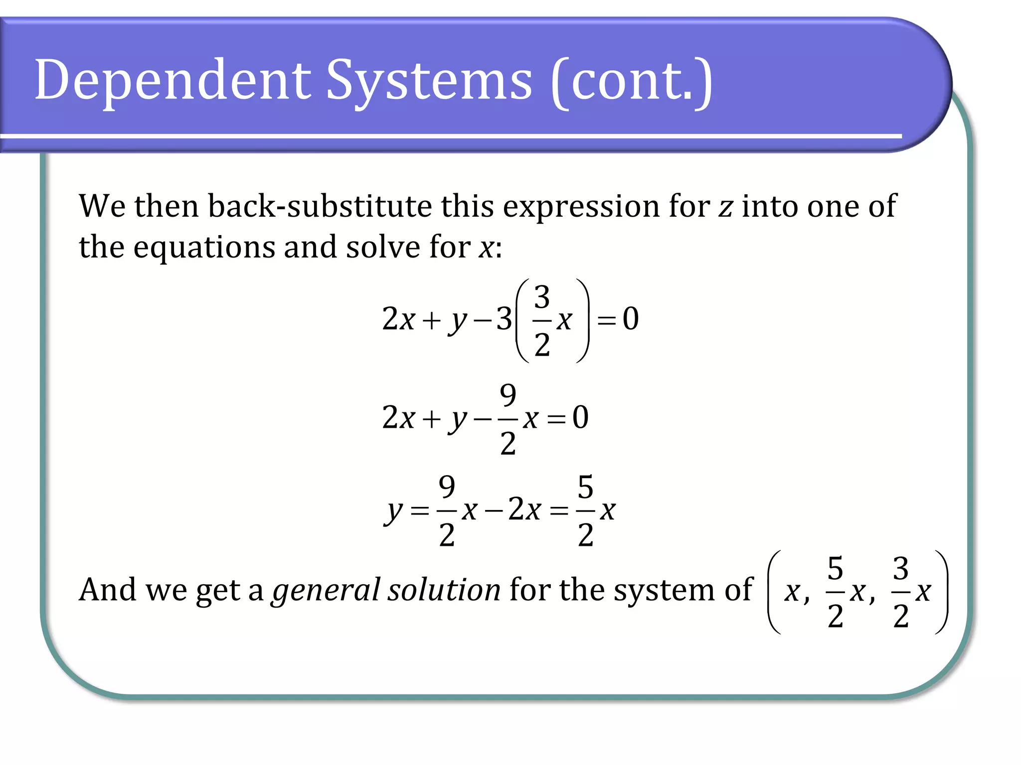 72 Systems Of Linear Equations Three Variables Ppt