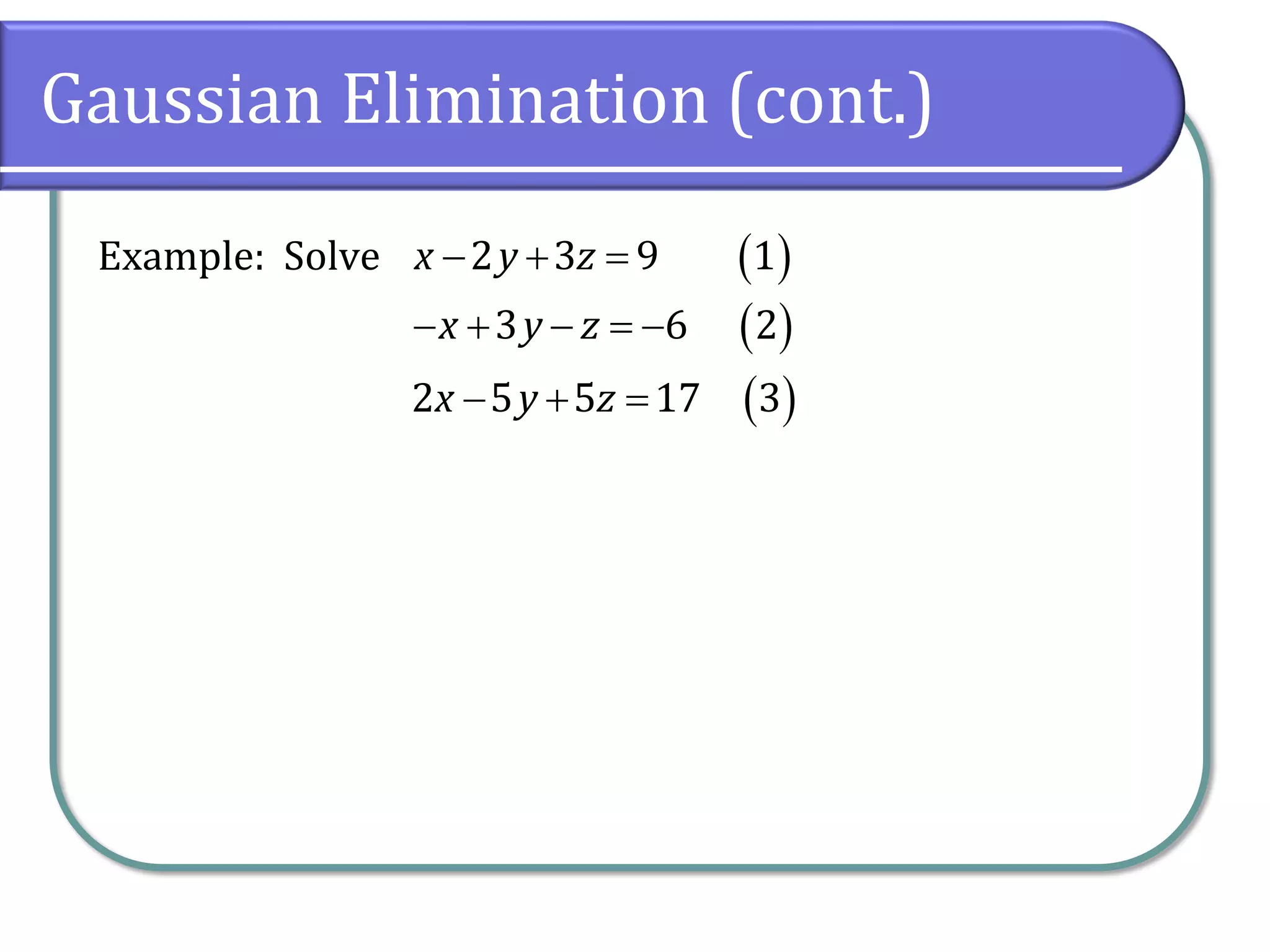 72 Systems Of Linear Equations Three Variables Ppt