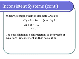 7.2 Systems of Linear Equations - Three Variables | PPT