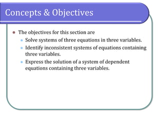 7.2 Systems of Linear Equations - Three Variables | PDF