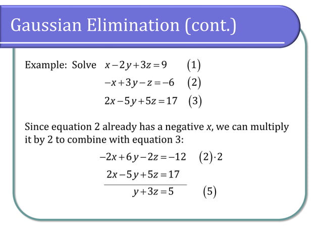 7.2 Systems of Linear Equations - Three Variables | PPT