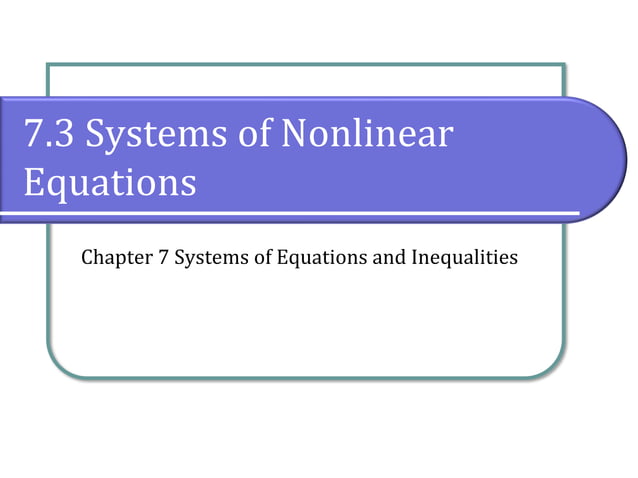 7.3 Systems of Nonlinear Equations | PDF