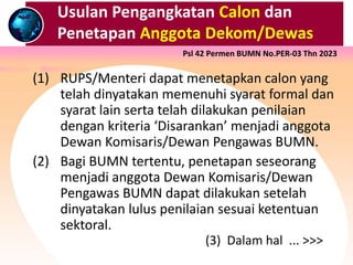 Tata cara Pengangkatan Anggota Dewan Komisaris & Dewan Pengawas BUMN _"Pelatihan ORGAN & SDM ...