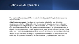 7.- Variables de investigación. Definición conceptual y operacional de ...