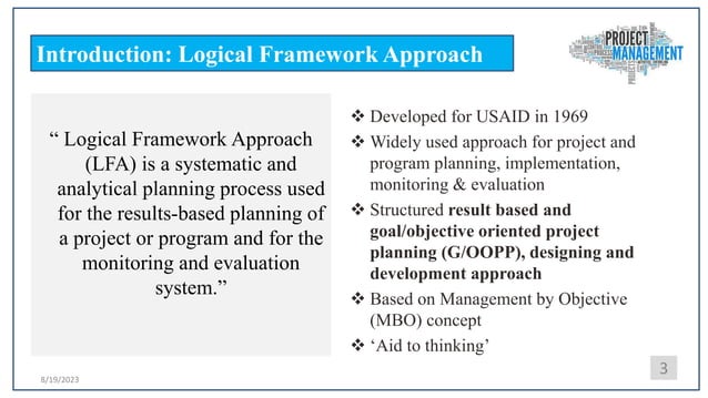 Logical Framework Approach in Project planning.pptx | Computer Software ...