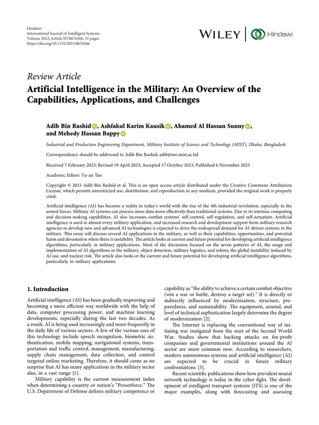 Artificial Intelligence in the Military: An Overview of the ...