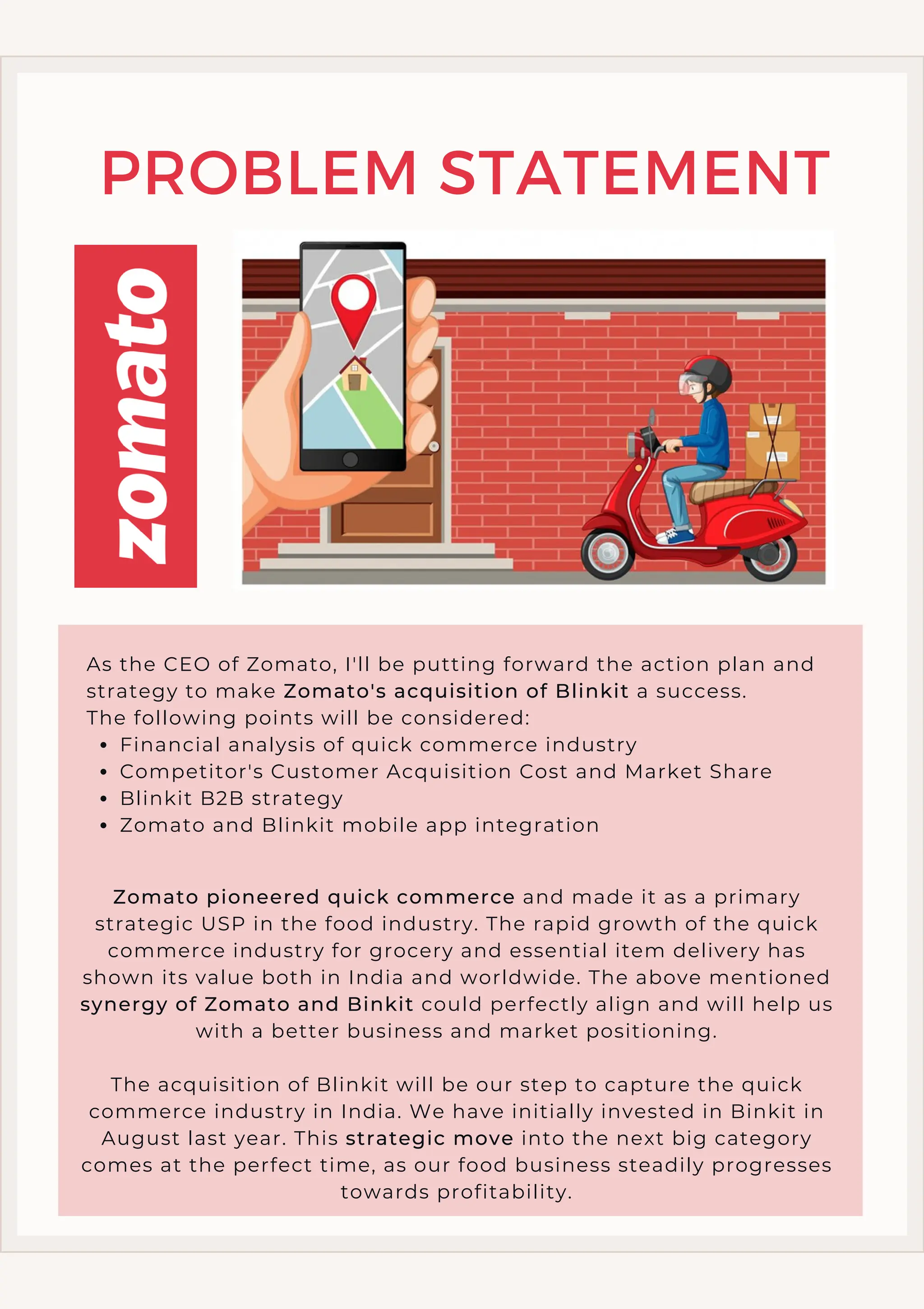 Zomato's Acquisition of Blinkit | Analysis and Recommendations | PDF