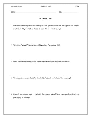 7. Annabel Lee. lesson - Anthology.docx anabell lee | PPT
