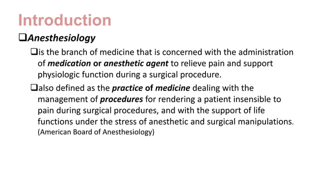 Principles of Anesthesia for Nursing Students | PPT