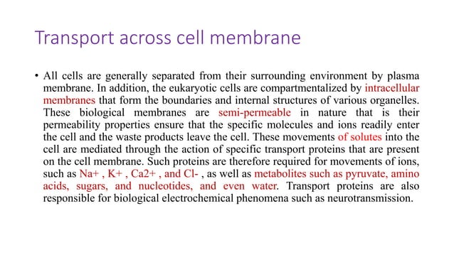 Transport across cell membrane, CELL MEMBRANE | PPT