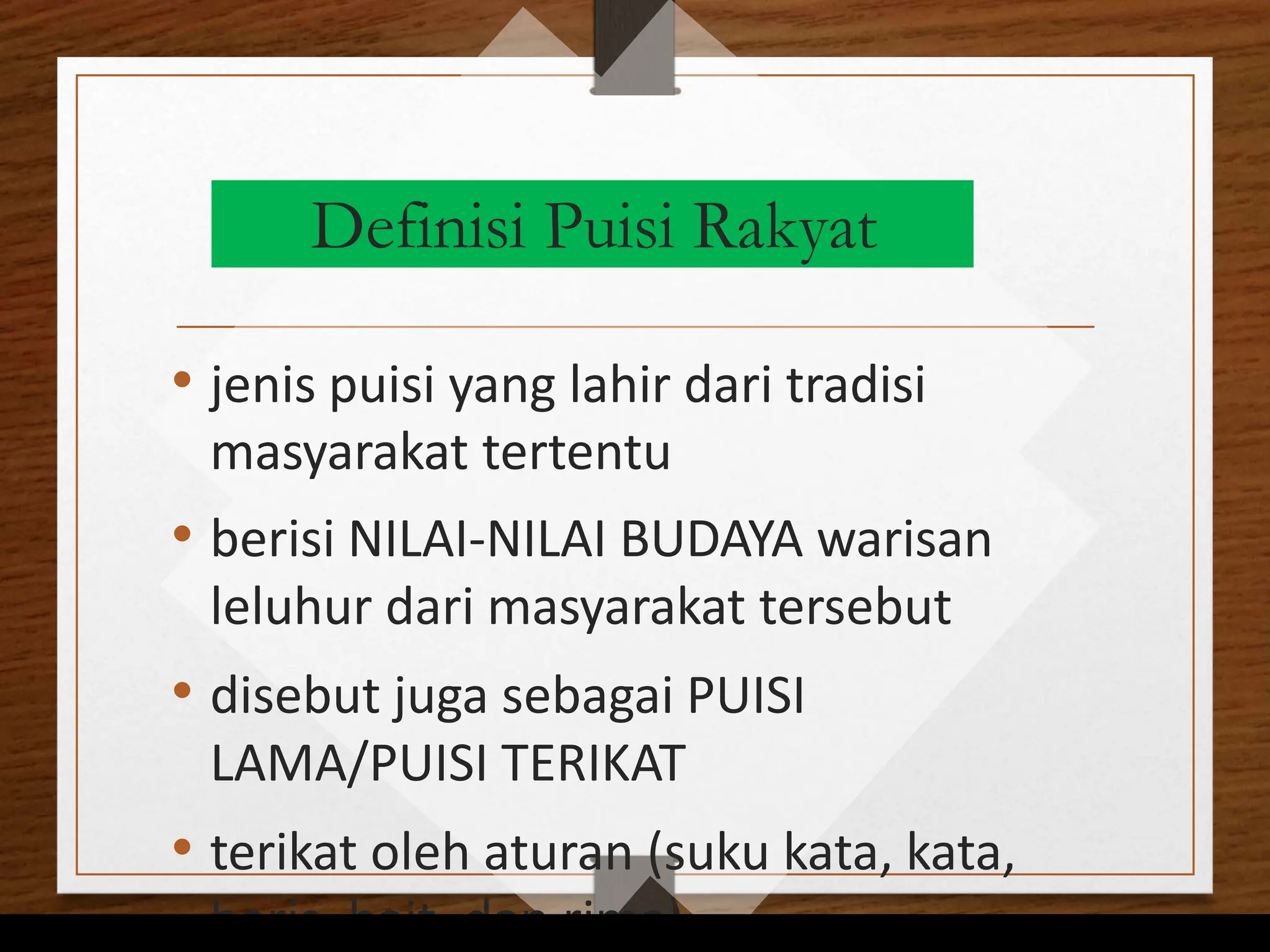 Materi Bahasa Indonesia tentang Puisi Rakyat | PPTX