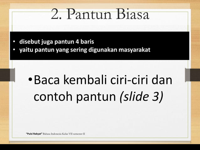 Materi Bahasa Indonesia tentang Puisi Rakyat | PPTX