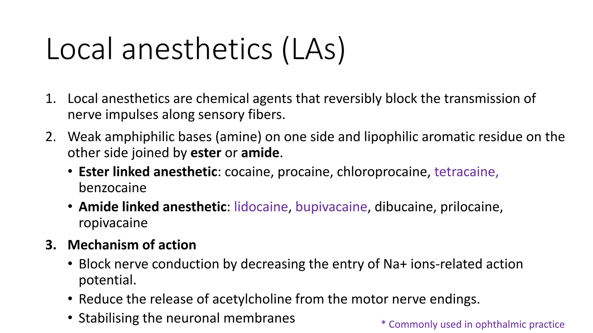 Local Ocular Anesthetics Used in Ophthalmic Clinics | PPTX