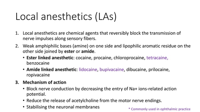 Local Ocular Anesthetics Used in Ophthalmic Clinics | PPT