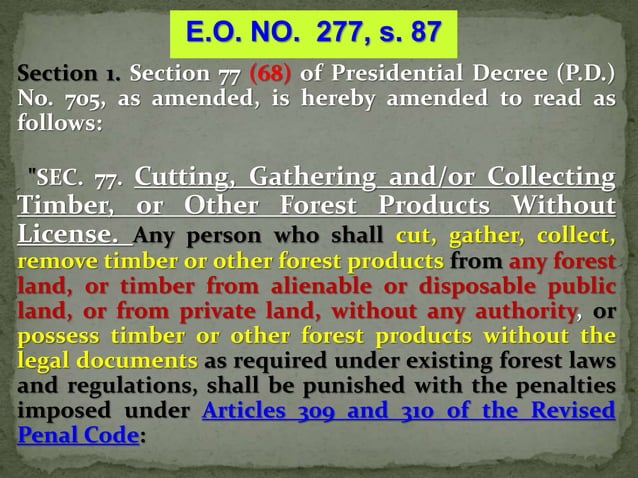 7. PD 705 & RELEVANT FORESTRY LAWS PHILIPPINES | PPT | Crime & Harmful ...