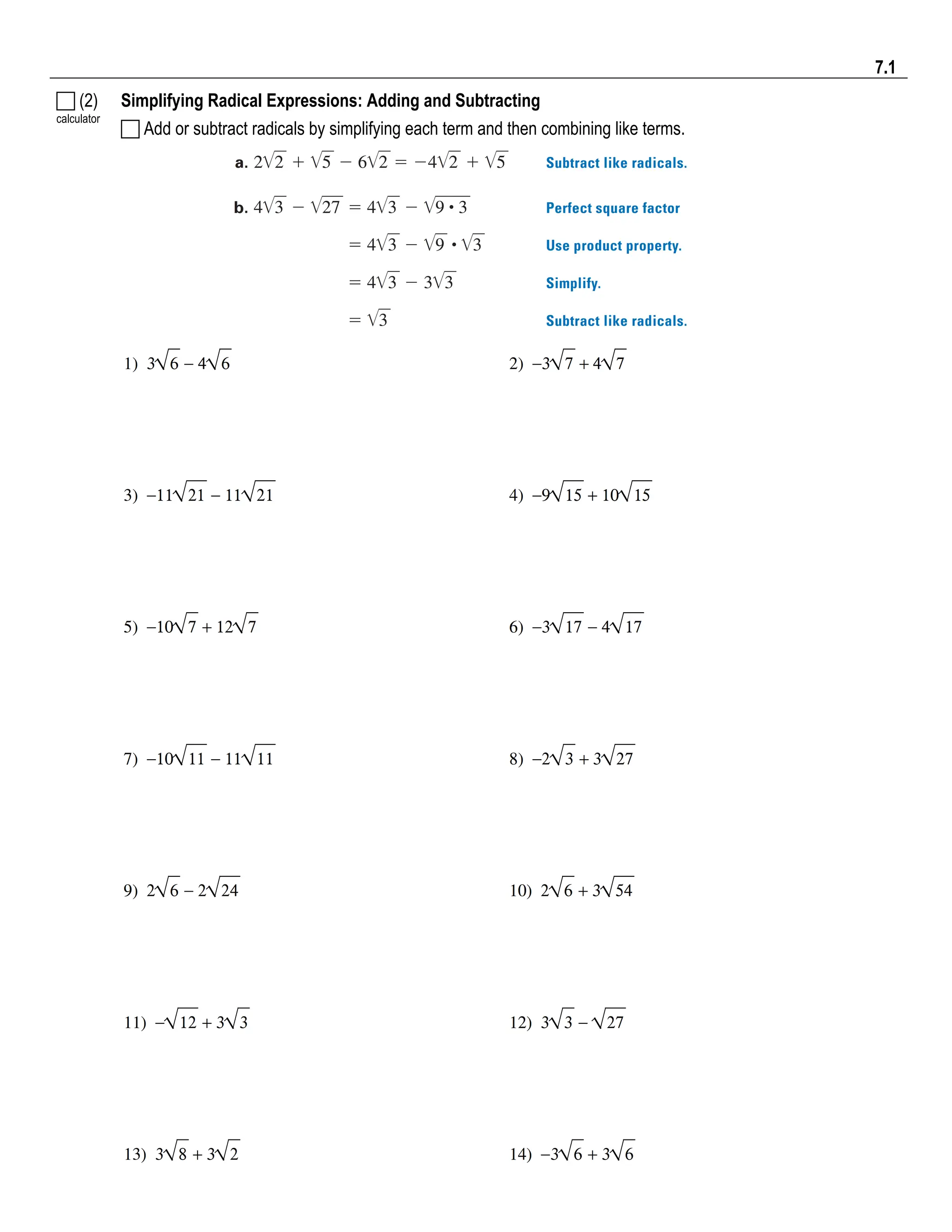 Simplifying Radicals exercises to practice | PDF