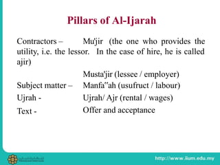 Contract of Al-Ijarah in Islamic Contracts | PDF