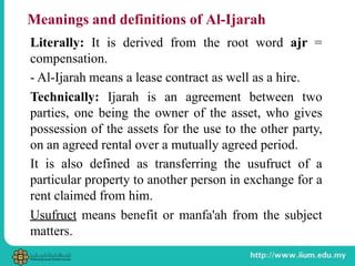 Contract of Al-Ijarah in Islamic Contracts | PDF