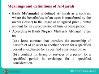 Contract of Al-Ijarah in Islamic Contracts | PDF