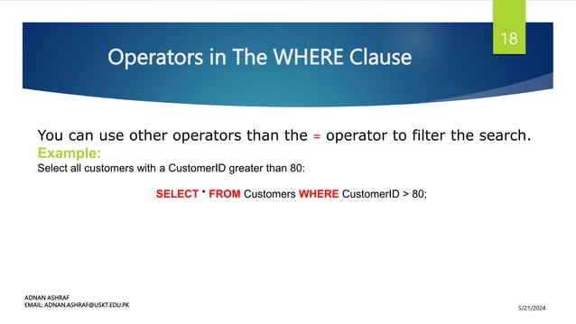 Introduction To STRUCTURED QUERY LANGUAGE (PART_1).pptx | Databases | Computer Software and ...