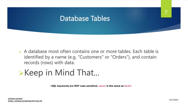 Introduction To STRUCTURED QUERY LANGUAGE (PART_1).pptx | Databases | Computer Software and ...