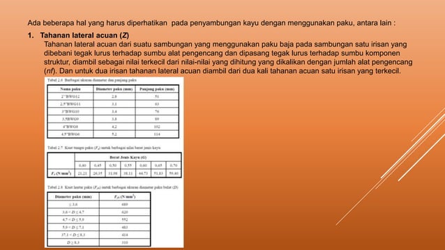 Sambungan Kayu dengan Paku, Struktur Kayu | PPT