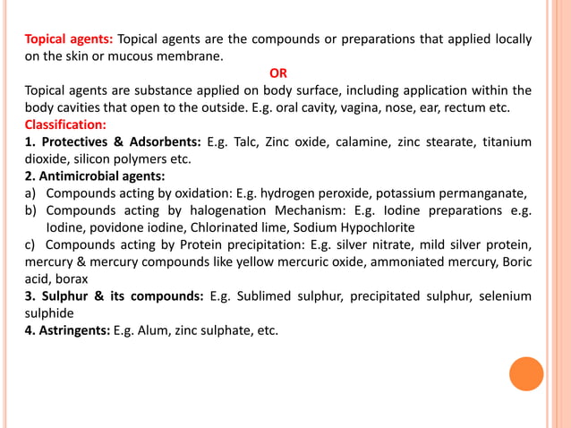 Topical Agents-Introduction and Classification | PPT