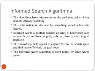 Informed Search in Artifical Intelligence | PPT