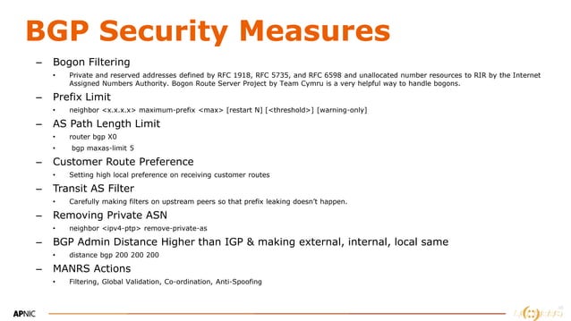 Border Gateway Protocol (BGP) Security, LKNOG 8 | PPT